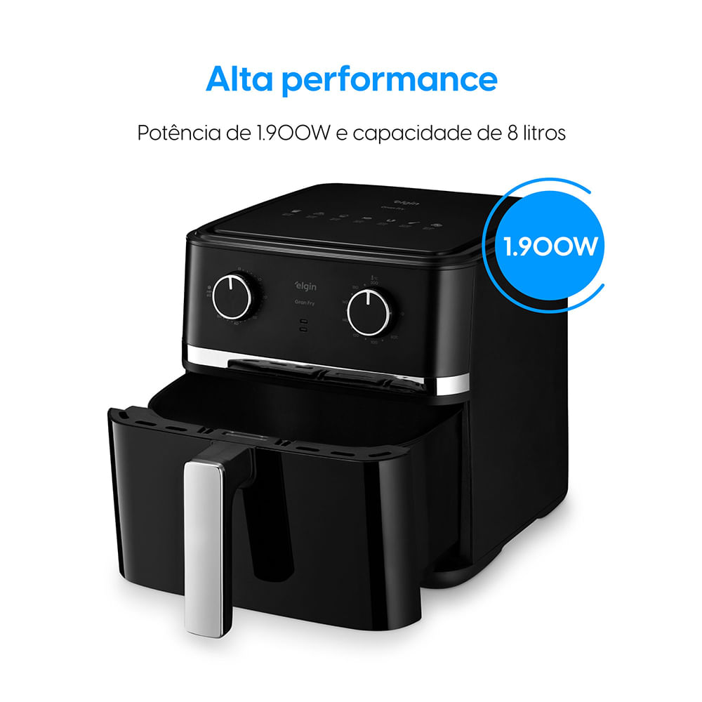 Air Fryer Gran Fry 8L 1750W com Grelha 110V ou 220V - Elgin